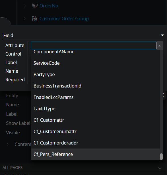 Attribute Configurations on Pages - Technical Documentation For IFS Cloud